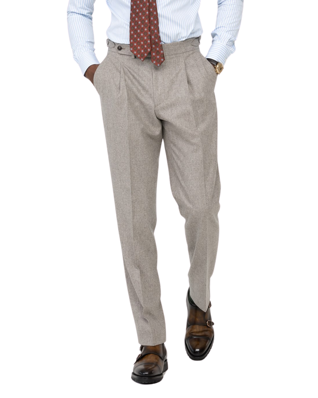 Greige flannel trousers - Blandin & Delloye