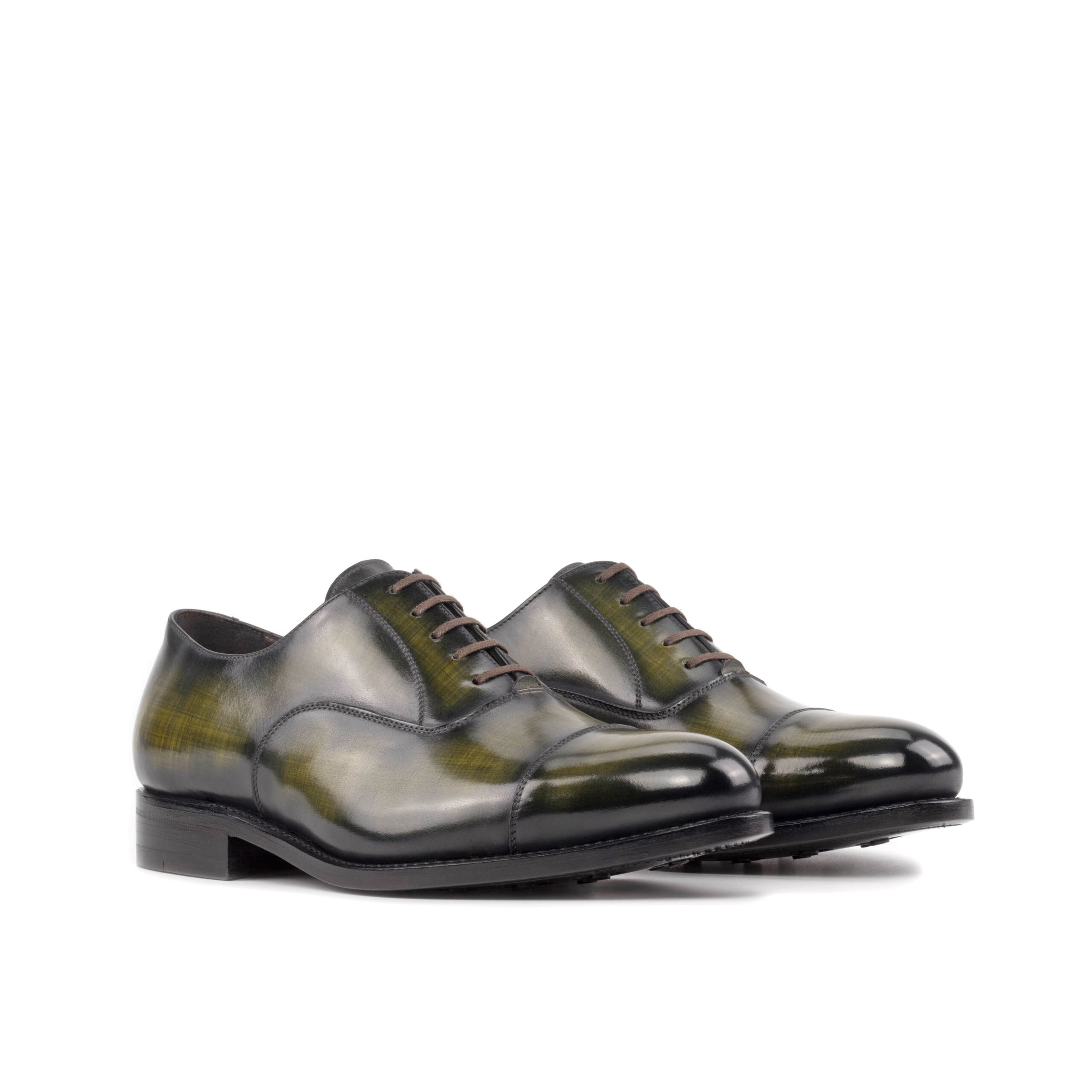 Green patina straight-toe Richelieu - Blandin & Delloye