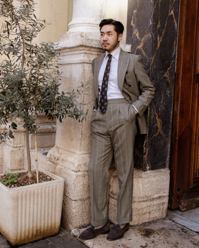 NORBERT OUTFIT - 2-piece green striped suit - Blandin & Delloye