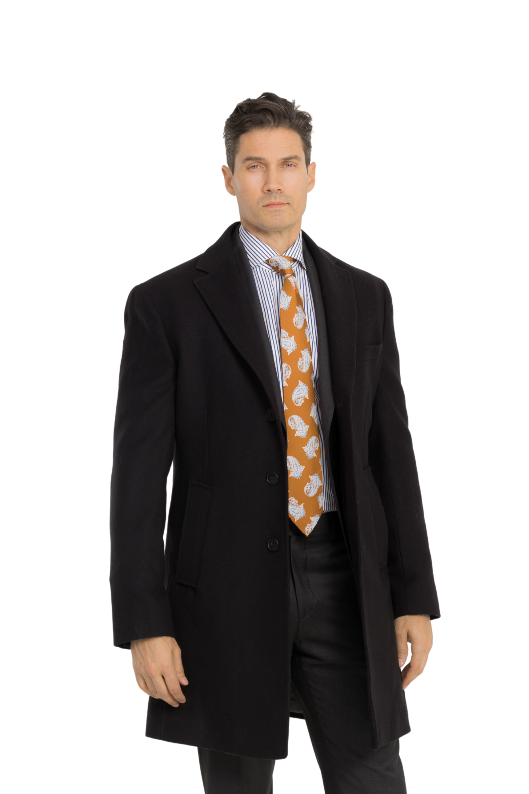 Delfino black straight coat - Blandin & Delloye